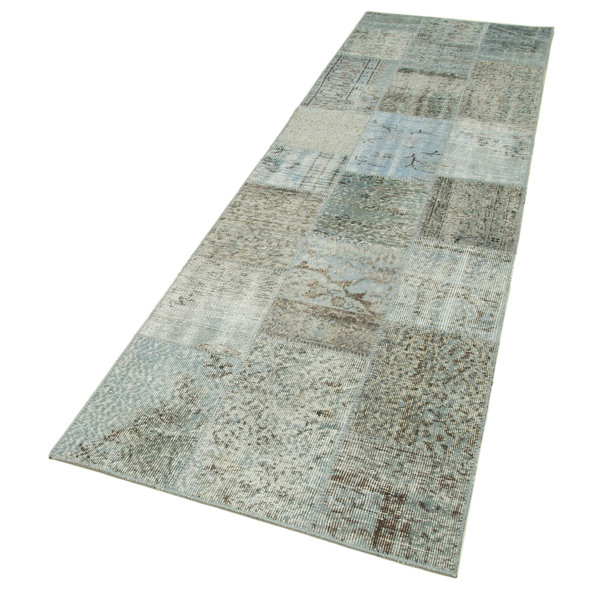 Bungalow Rose Fourtypatch Blue Patchwork Wool Cotton Handwoven Patchwork Area Rug | Wayfair